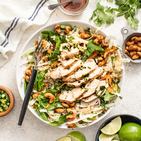 Warm Chicken, Quinoa & Spicy Cashew Salad with Ginger-Lime Dressing | Vons