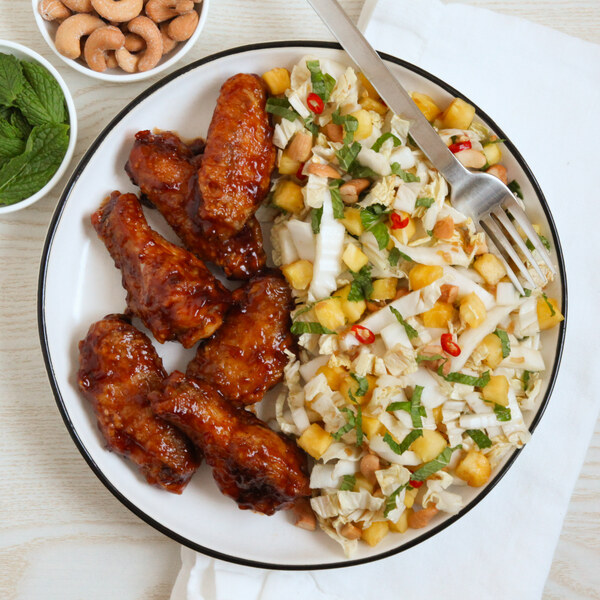 Spicy Vietnamese Wings with Cabbage, Pineapple, Mint & Cashew Slaw ...