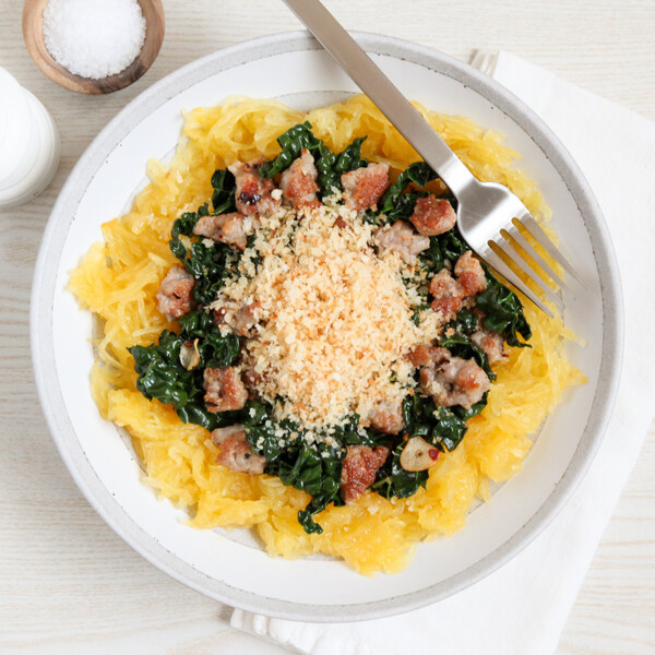 Spaghetti Squash with Garlicky Sausage, Kale & Cheesy Bread Crumbs ...