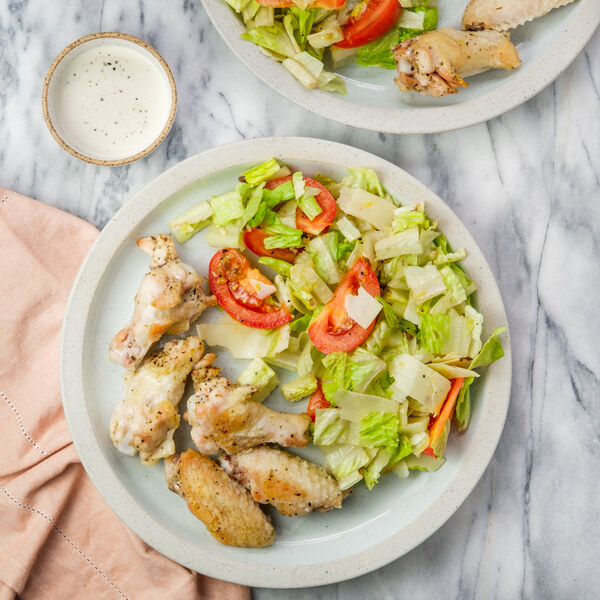 Italian Chicken Wings with Lemon-Garlic Sauce & Tomato Caesar Salad ...